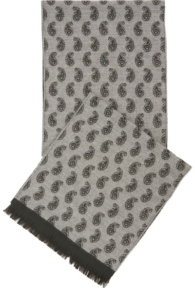 Altınyıldız Classıcs Erkek Siyah-Gri Desenli Örme Atkı