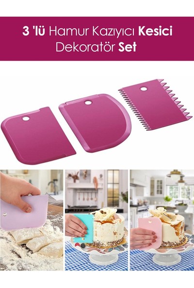 Yayke 3lü Set Hamur Kesme ve Kazıma Aparatı Pasta Börek Pasta Şekillendirici Kesici Kazıyıcı Yayke 3lü Set Hamur Kesme ve Kazıma Aparatı Pasta Börek Pasta Şekillendirici Kesici Kazıyıcı