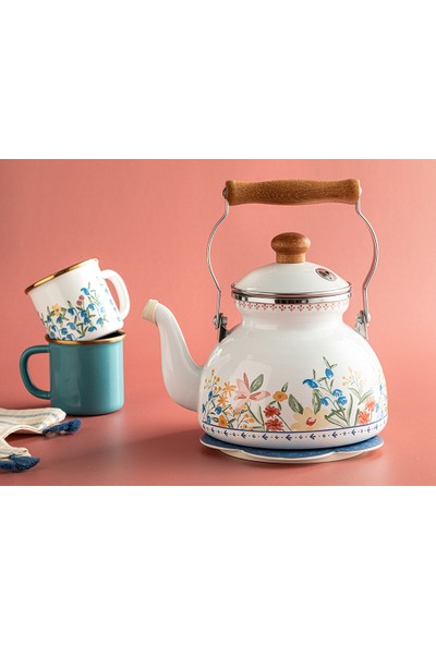 English Home Flower Spree Emaye Demlik 2,4 Lt Beyaz English Home Flower Spree Emaye Demlik 2,4 Lt Beyaz