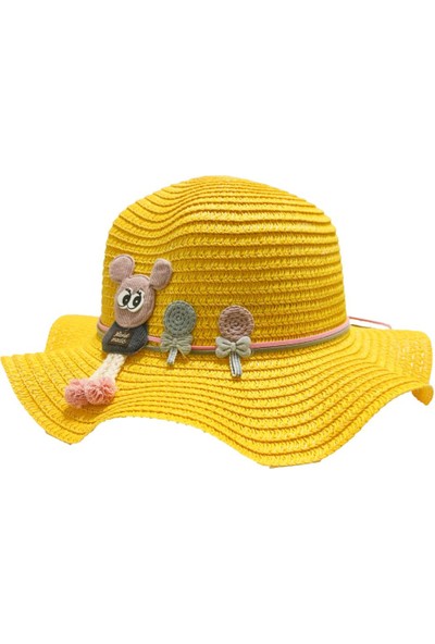 Poky Kız Çocuk Hasır Şapka Handmade 6-12 Yaş