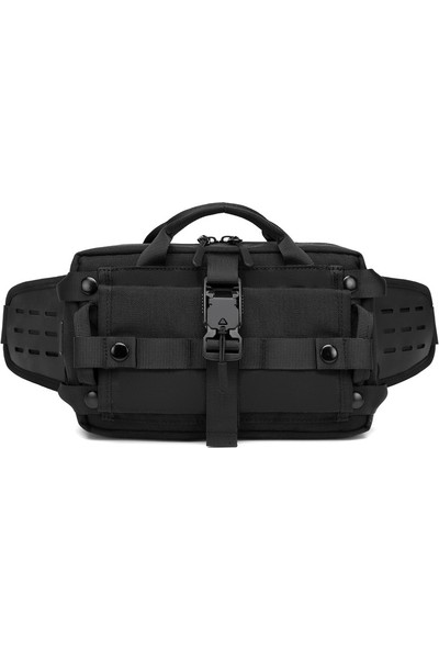 Generic Ozuko 9450 Men Waterproof Waist Bag Siyah (Yurt dışından)