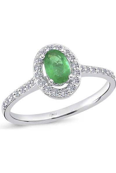 Livia 14 Ayar 0,41 Karat Zümrüt 0,24 Pırlanta Yüzük