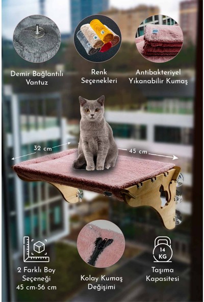 URZ Cama Asılan Yapışan Vantuzlu Kedi Yatağı Yıkanabilir 5 Renk 2 Boy Battaniye Seçenekli URZ Cama Asılan Yapışan Vantuzlu Kedi Yatağı Yıkanabilir 5 Renk 2 Boy Battaniye Seçenekli