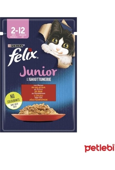 Felix Junior Sığır Etli Yavru Pouch Yaş Kedi Maması 85 gr x 10 Adet Felix Junior Sığır Etli Yavru Pouch Yaş Kedi Maması 85 gr x 10 Adet