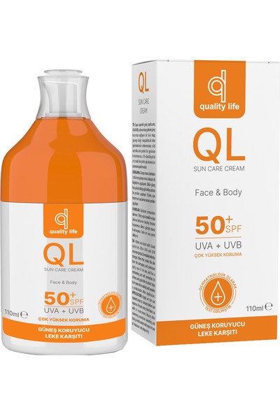 Quality Life Ql Yüz Güneş Kremi + 50 Spf Leke Karşıtı 110 ml Çok Yüksek Koruma Quality Life Ql Yüz Güneş Kremi + 50 Spf Leke Karşıtı 110 ml Çok Yüksek Koruma