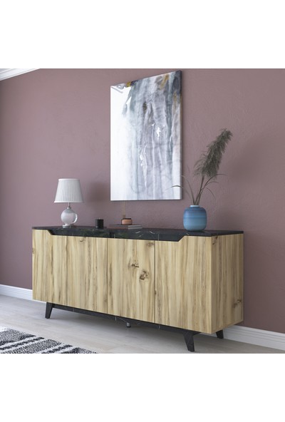 Rani GD102 Modern Ayaklı Konsol Keçe Ceviz - Mermer Desenli Rani GD102 Modern Ayaklı Konsol Keçe Ceviz - Mermer Desenli