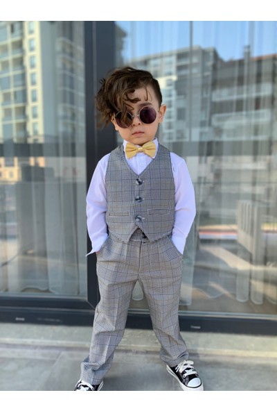 Melody Sarı Ekose Desenli Erkek Çocuk Takım Elbise Melody Sarı Ekose Desenli Erkek Çocuk Takım Elbise