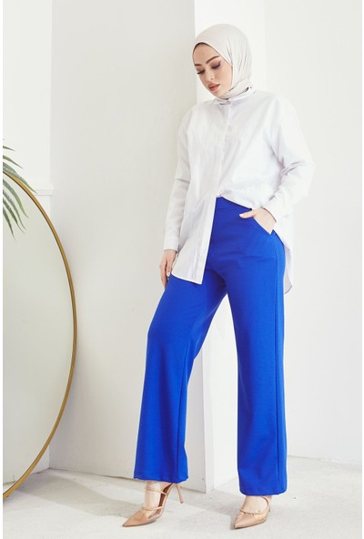 Miostil Lastikli Cep Detaylı Pantolon-Saks