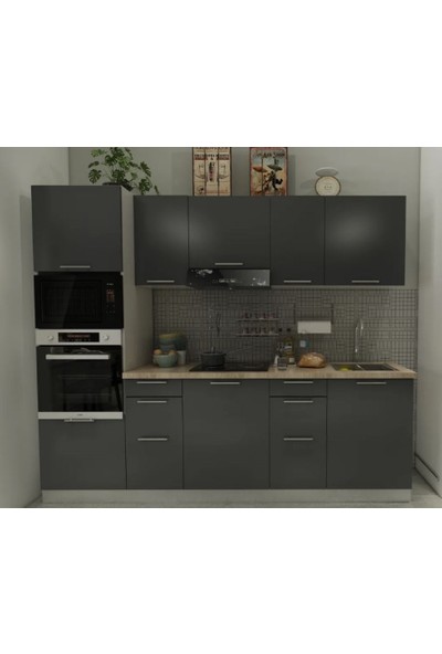 T Designo Tdesıgno Viva Mutfak 260 cm Tezgah Dahil Değil-Kiler Dahil Antrasit