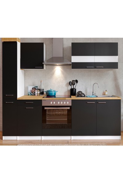 T Designo Tdesıgno Sarp Mutfak 280 cm Tezgah Dahil Değil-Kiler Dahil Siyah