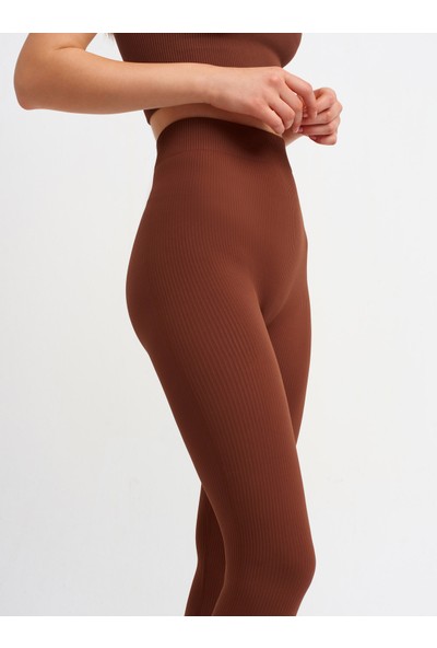 The Luxe Kadın Kahverengi Fitilli Tayt