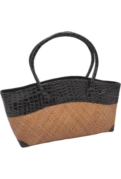 Hasır Deri Süslemeli El Çantası No.4