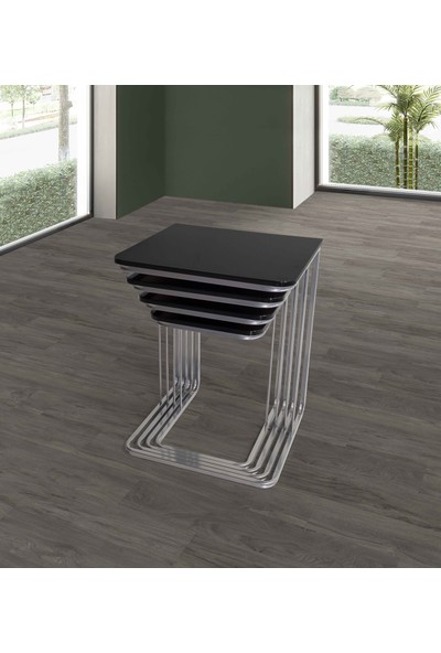 Veys Sehpa Metalik Vegas Zigon Sehpa Siyah - Tekersiz