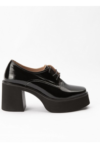 Favgi Meno Siyah Kırışık Rugan Günlük Ayakkabı
