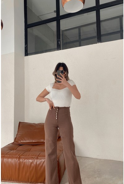 Ciqulata Bel Püsküllü Palazzo Jean Kahverengi Ciqulata Bel Püsküllü Palazzo Jean Kahverengi