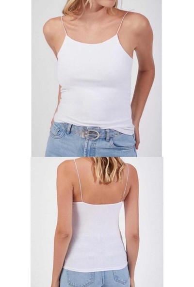 Egesashop Lastik Askılı Crop Atlet Uzun Beyaz Egesashop Lastik Askılı Crop Atlet Uzun Beyaz