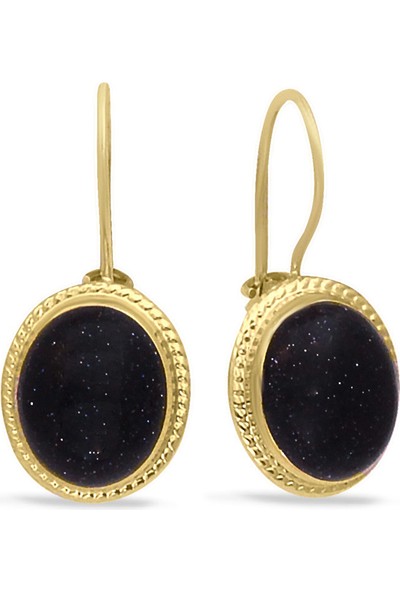 Aslı Gold Altın Simli Siyah Taşlı Nostalji Küpe (KP0121)