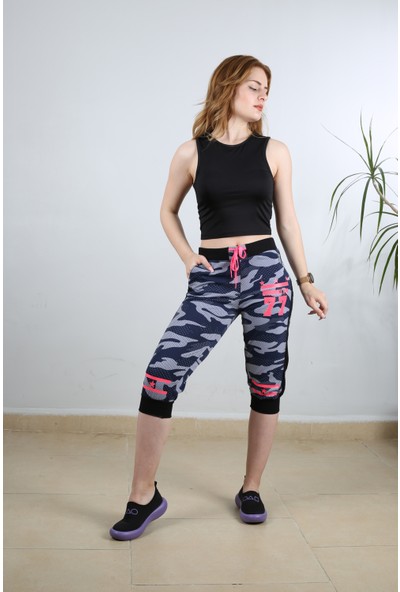 Anlaşspor Kadın Lacivert Kamuflaj Desenli Ribanlı Bermuda Kapri SB3059-03 Anlaşspor Kadın Lacivert Kamuflaj Desenli Ribanlı Bermuda Kapri SB3059-03