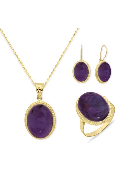 Aslı Gold Nostalji 14 Ayar Ametist Taşlı Takım (TKM0051) Aslı Gold Nostalji 14 Ayar Ametist Taşlı Takım (TKM0051)