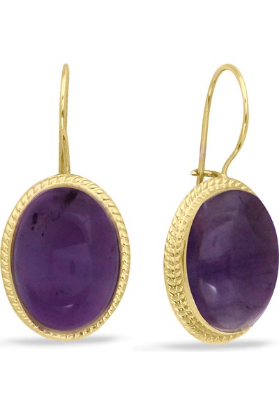 Aslı Gold Ametist Taşlı Altın Nostalji Küpe (KP0120)