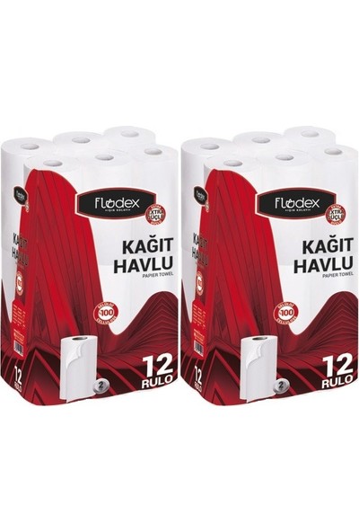Flodex Kağıt Havlu Çift Katlı 24 Lü Paket (2 Paket x 12) (Extra Güçlü Serisi) Flodex Kağıt Havlu Çift Katlı 24 Lü Paket (2 Paket x 12) (Extra Güçlü Serisi)