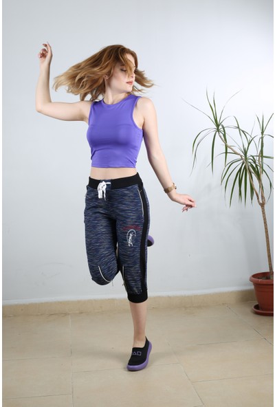 Anlaşspor Kadın Lacivert Desenli Ribanlı Bermuda Kapri SB3057-03 Anlaşspor Kadın Lacivert Desenli Ribanlı Bermuda Kapri SB3057-03