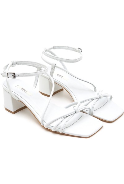 Desa Hara Beyaz Kadın Deri Sandalet
