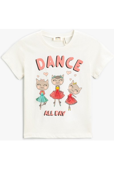 Koton 2SKG10009AK Bisiklet Yaka NormalKalıp Baskılı Beyaz Melanj Kız Çocuk T-Shirt Koton 2SKG10009AK Bisiklet Yaka NormalKalıp Baskılı Beyaz Melanj Kız Çocuk T-Shirt