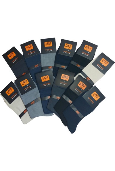 Lara Çorap 12'li Dikişsiz Ince Penye Düz Erkek Soket Çorap (40-46) - Kutu Hediyeli Lara Çorap 12'li Dikişsiz Ince Penye Düz Erkek Soket Çorap (40-46) - Kutu Hediyeli