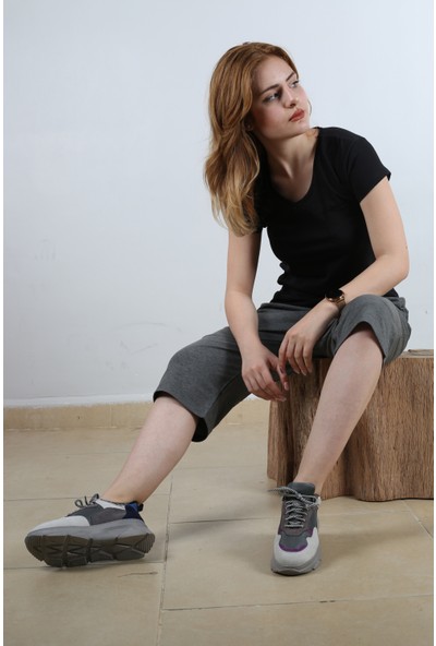 Anlaşspor Kadın Antrasit Büyük Beden Günlük Şort KBB5050-10