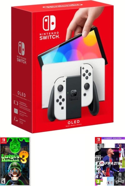 Switch OLED Konsol Beyaz OLED Teşhir +Fıfa 21 +Luigi's Mansion 3 Switch Oyun Switch OLED Konsol Beyaz OLED Teşhir +Fıfa 21 +Luigi's Mansion 3 Switch Oyun