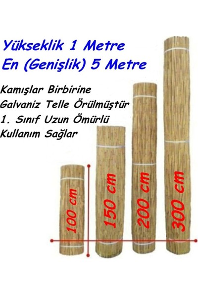 Ersa Hediyelik 1-5 Hasır Kamış Galvaniz Bakır Telli Bahçe Çiti Bambu Çit