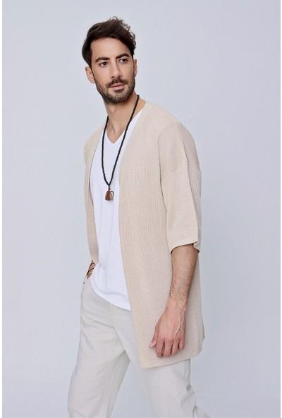 Chuba Erkek Rahat Kalıp Triko Kimono Bej 22SM211