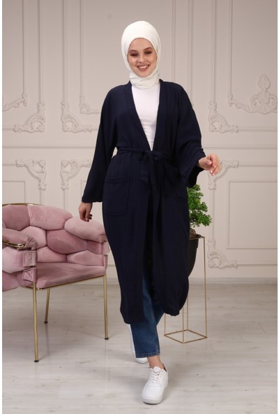Kadın Çağla Kuşaklı Çift Cepli Kimono 5301