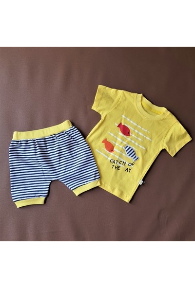 Bobişko Baby Balıklı Çizgili 2'li Erkek Takım Takım