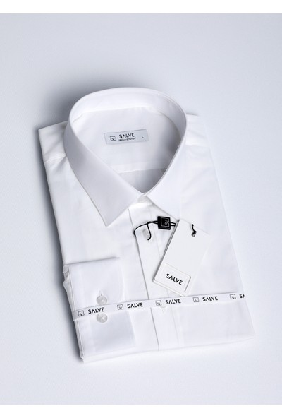 Salve %100 Pamuk Slim Fit Klasik Beyaz Gömlek 22115