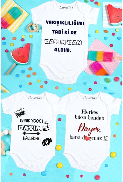 Canestar Bebek Giyim- 3'lü Bebek Zıbın Seti Özel Tasarım - Çıtçıtlı Body Dayı Set2 Canestar Bebek Giyim- 3'lü Bebek Zıbın Seti Özel Tasarım - Çıtçıtlı Body Dayı Set2