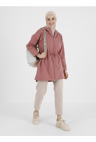 Refka Kapüşonlu Belden Büzgülü Kap - Ağaç Kabuğu - Refka Basic Refka Kapüşonlu Belden Büzgülü Kap - Ağaç Kabuğu - Refka Basic