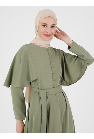 Refka Kuşaklı Brit Detaylı Elbise - Zeytin Yeşili - Refka Woman Refka Kuşaklı Brit Detaylı Elbise - Zeytin Yeşili - Refka Woman