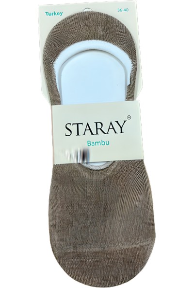 Staray 6 Çift Bej Renk Dikişsiz Slikonlu Bambu Babet Çorap