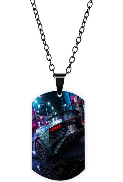 Rowalsi Lamborghini Baskılı Siyah Künye