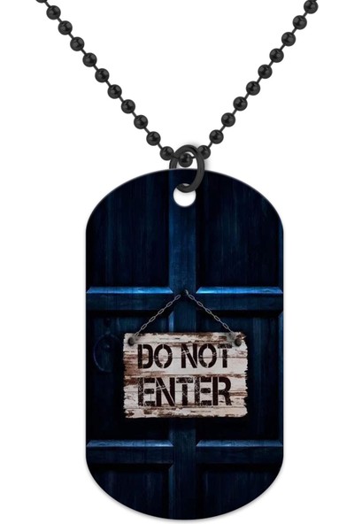 Rowalsi Do Not Enter Baskılı Siyah Zincirli Künye/Kolye Rowalsi Do Not Enter Baskılı Siyah Zincirli Künye/Kolye
