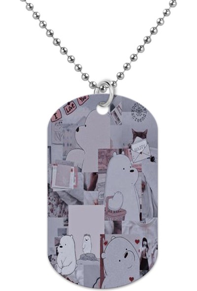 Rowalsi Kafadar Ayılar Baskılı Gümüş Zincirli Künye/Kolye Rowalsi Kafadar Ayılar Baskılı Gümüş Zincirli Künye/Kolye