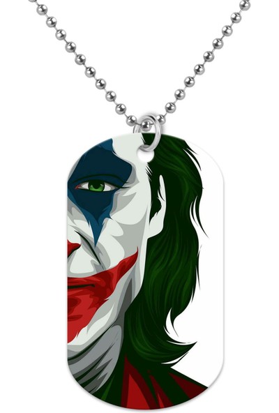 Rowalsi Joker Baskılı Gümüş Zincirli Künye/Kolye
