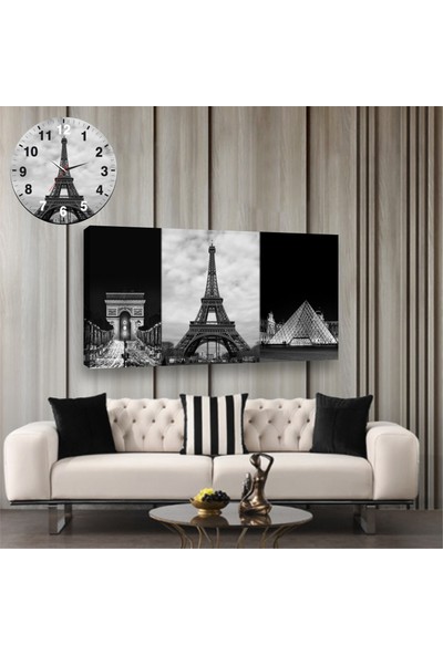 Reklam Ofisi Paris Eyfel Kulesi, Louvre Müzesi 1 Parçalı Kanvas Tablo ve Saat Kombinli Reklam Ofisi Paris Eyfel Kulesi, Louvre Müzesi 1 Parçalı Kanvas Tablo ve Saat Kombinli