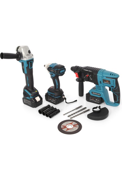 Rebellisch Germany Set 3 In 1 Masters Series 88V 8 Ah Akülü Kırıcı - 88V 8 Ah Akülü Taşlama - 88V 8 Ah Akülü Somun Sökme
