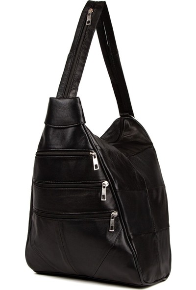 Adelina Bags Kadın Hakiki Deri Siyah Sırt ve El Çantası