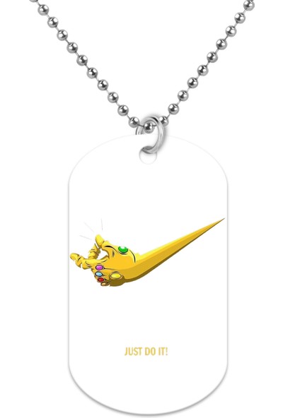 Rowalsi Sonsuzluk Eldiveni Just Do It Baskılı Gümüş Zincirli Künye/kolye YTKTRD1270