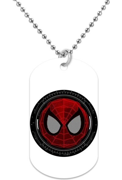 Rowalsi Spider Man Logo Baskılı Gümüş Zincirli Künye/kolye YTKTRD1272