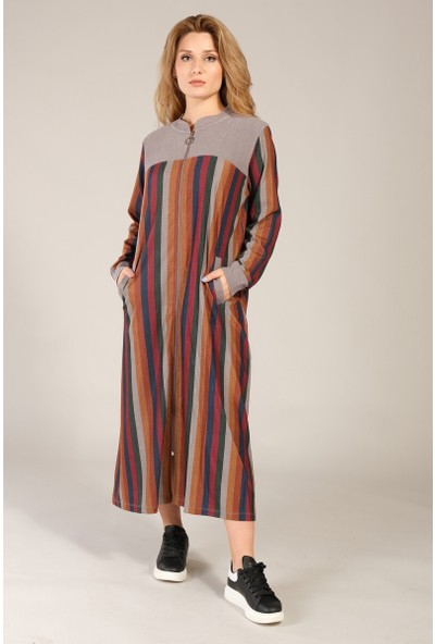 Giyim Dünyası Kadın Fermuarlı Hakim Yaka Kap Füme